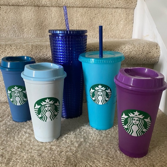 Starbucks | Kitchen | Starbucks Blue And Purple Tumbler Cup Set | Poshmark